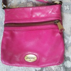 Fossil | Bags | Fossil Pink Leather Crossbody | Poshmark